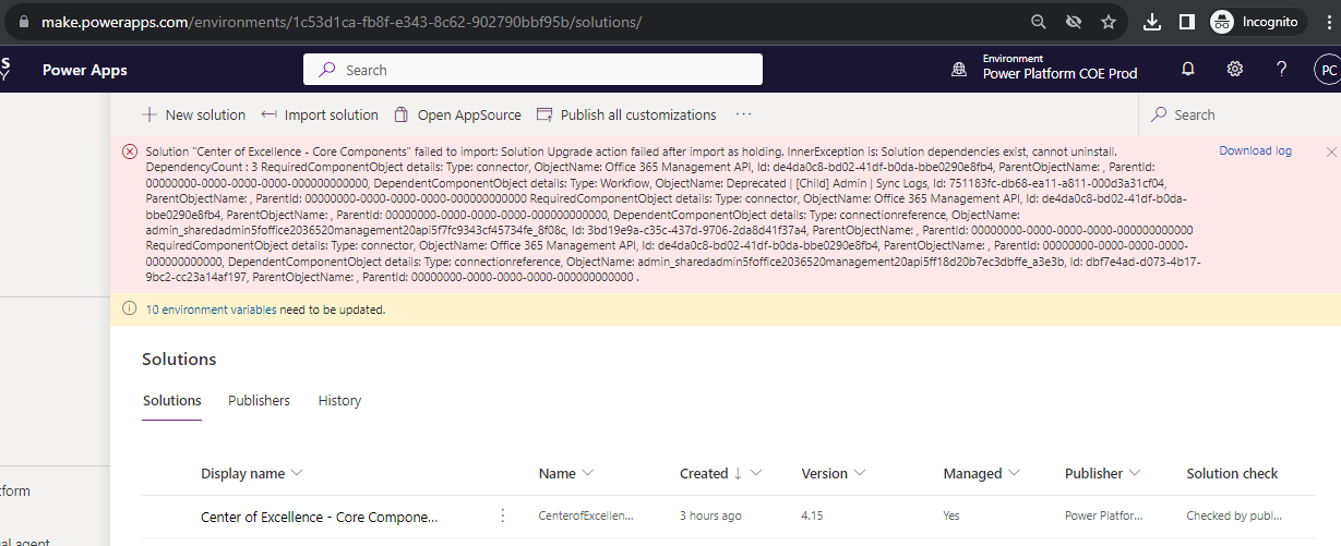 Error While Upgrading Coe Toolkit From Version 49 To 415 · Issue 6716 · Microsoftcoe Starter 