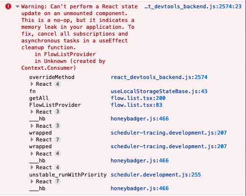 Flows React Memory Leak Cant Perform A React State Update On An