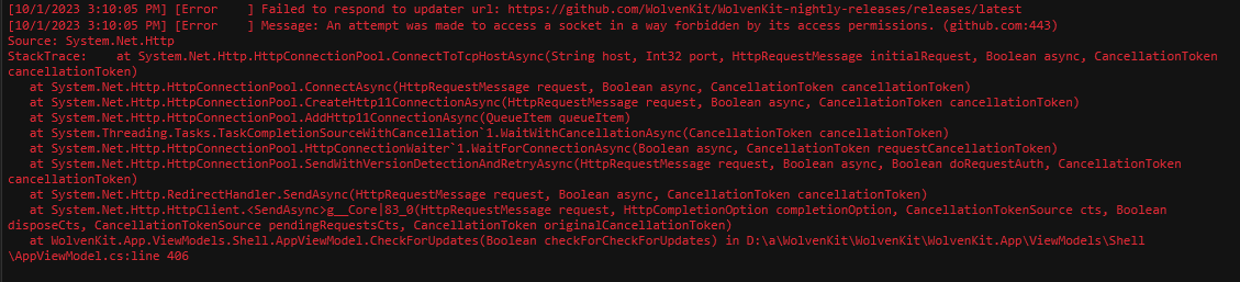 Wolvenkit throws exception when trying to conect to github · Issue #1382 · WolvenKit/WolvenKit ...