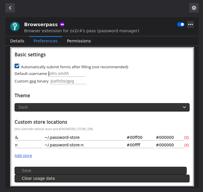 Preferences tab dark theme issues · Issue #202 · browserpass/browserpass-extension · GitHub