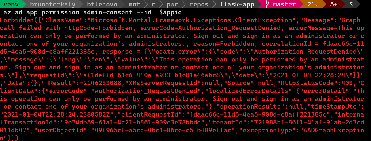 az ad app permission admin-consent --id $appid Forbidden Message · Issue #16422 · Azure/azure ...