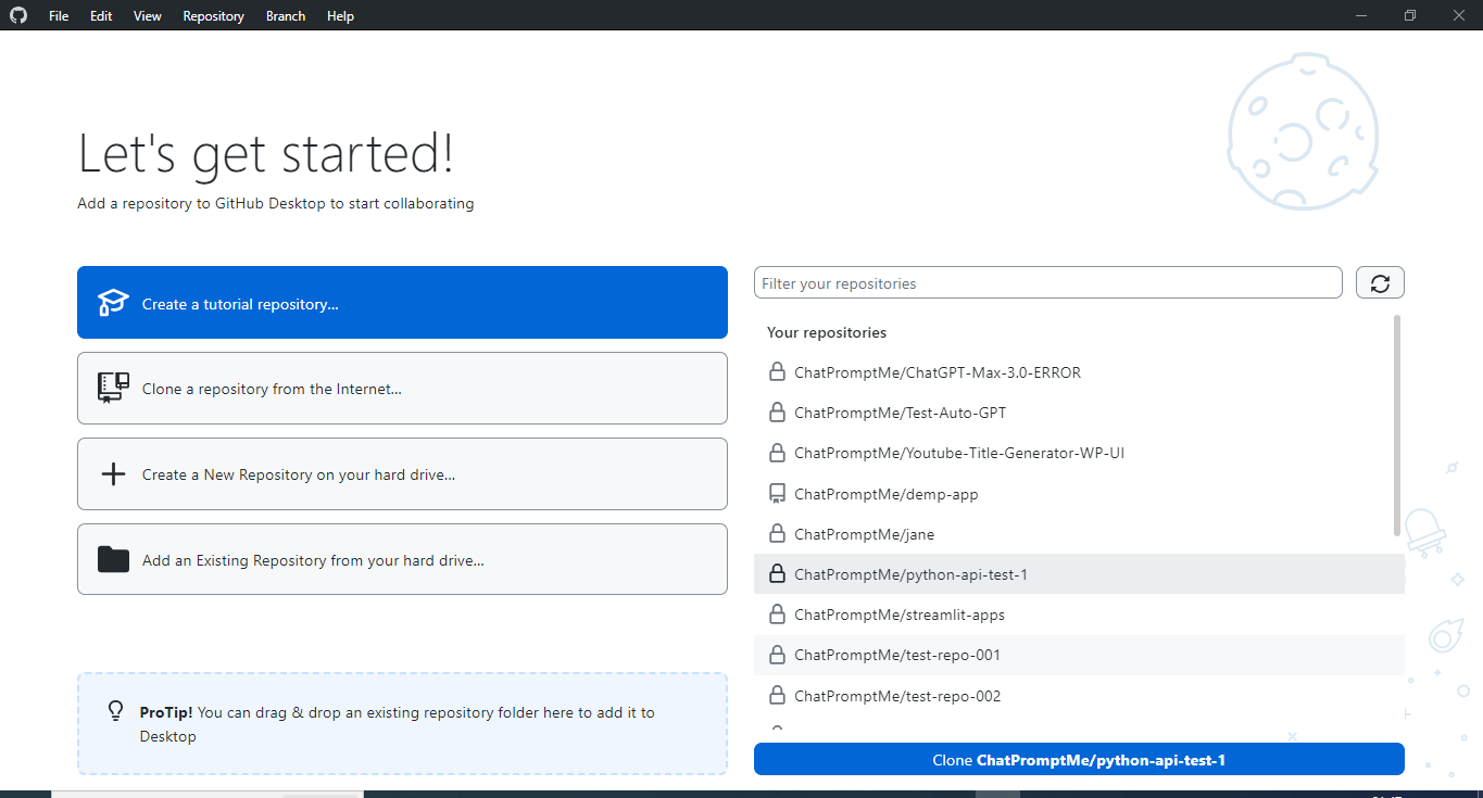 Github desktop opening only to the "Let's get started!" page. I am unable to commit changes to ...