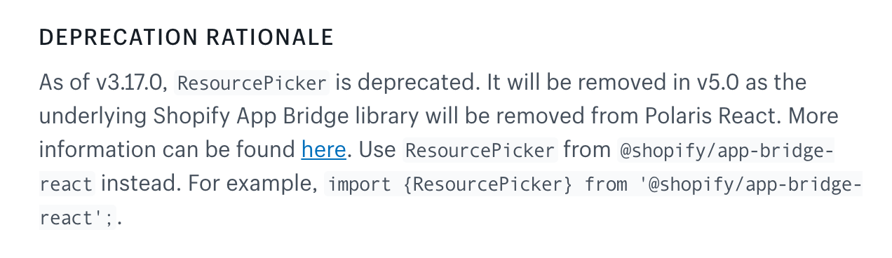 Link text for deprecation notice is not clear · Issue #1801 · Shopify ...