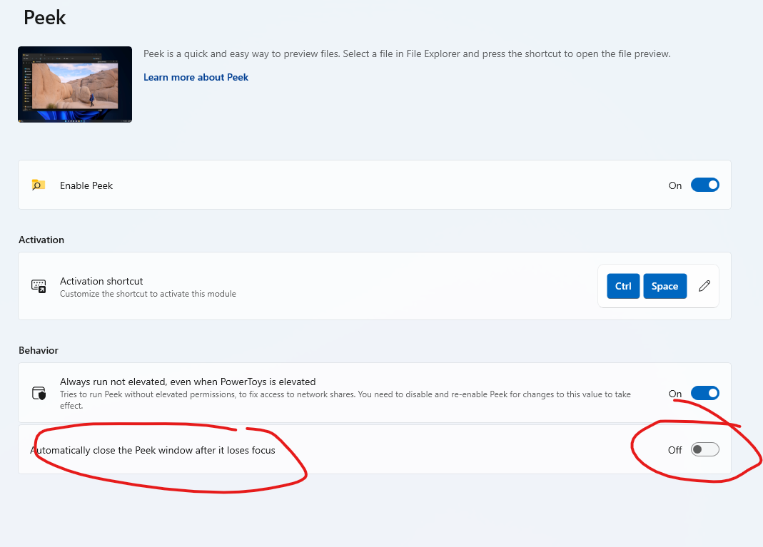 [Peek] When losing focus it should close automatically · Issue #26366 · microsoft/PowerToys · GitHub