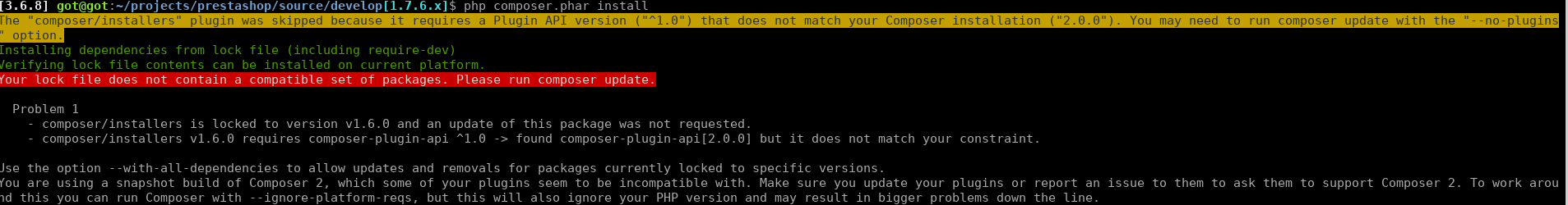 Php Composerphar Install Errors · Issue 18620 · Prestashopprestashop · Github