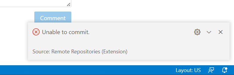 "Unable to commit" message · Issue #104 · microsoft/vscode-remote-repositories-github · GitHub