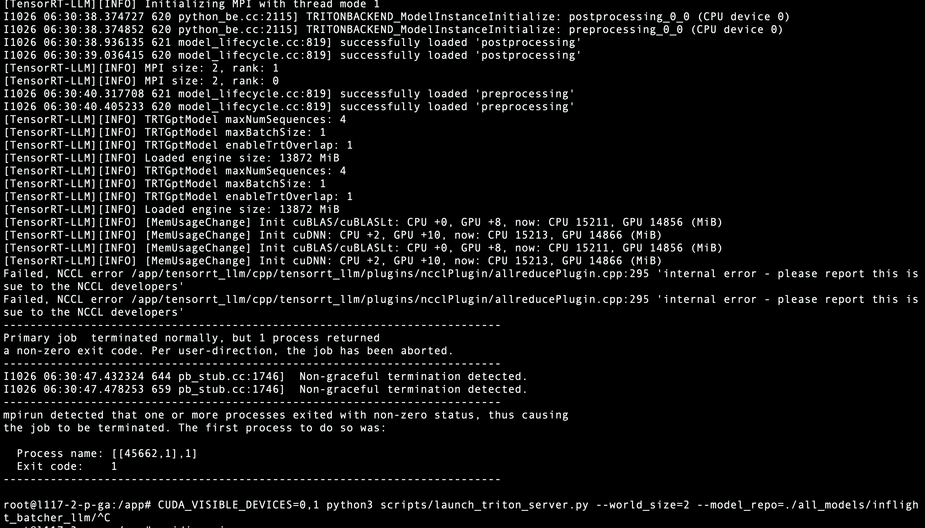 Models Using 2 Gpu Report Nccl Errors When Using Triton To Start 