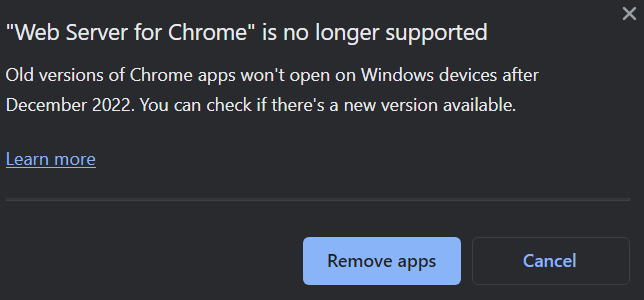 [ERROR] Web Server for Chrome Extension Is Outdated : WebRTC · Issue #132 · googlecodelabs ...
