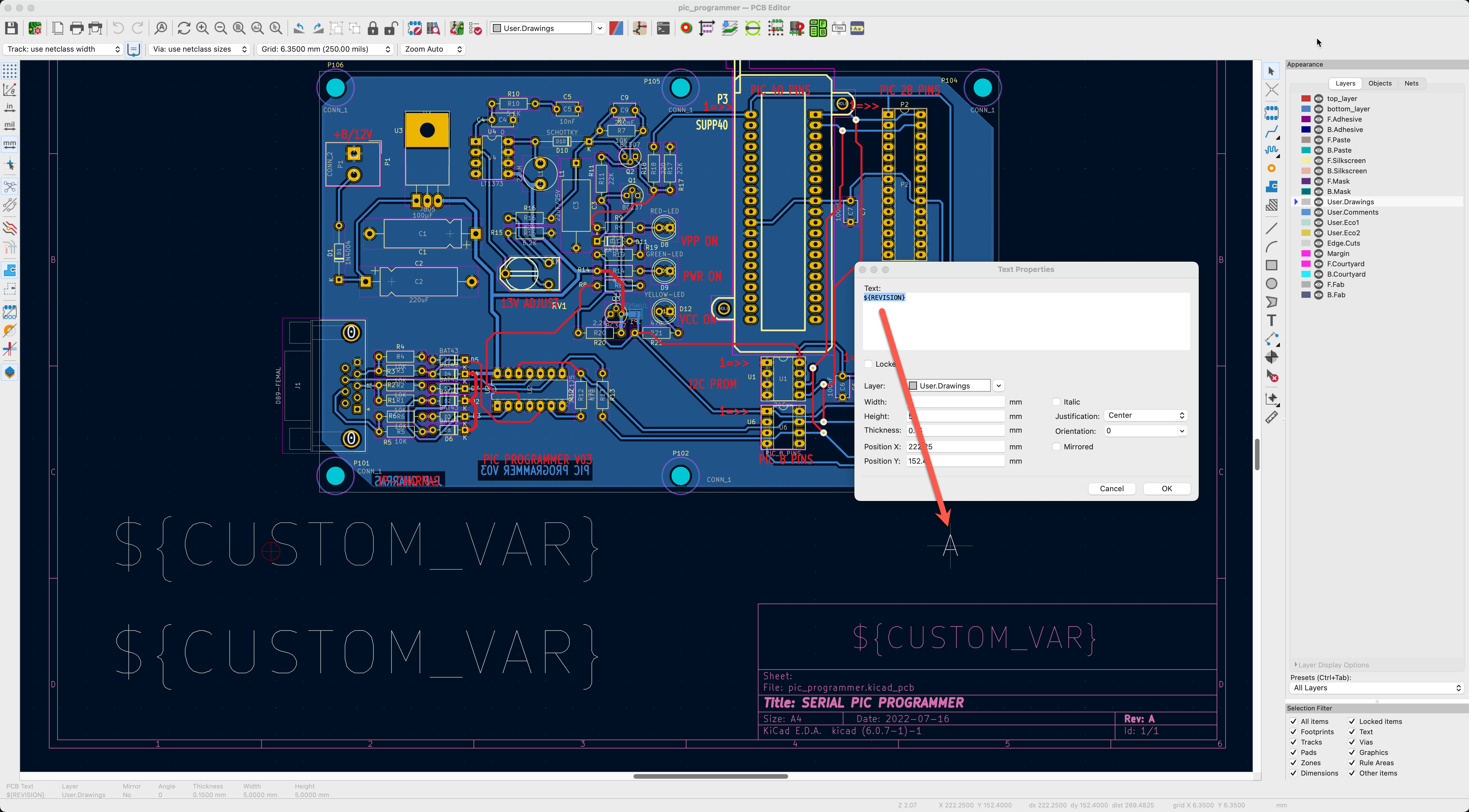 [BUG][pcb_print] Custom text variables on drawing layers are not being replaced · Issue #280 ...