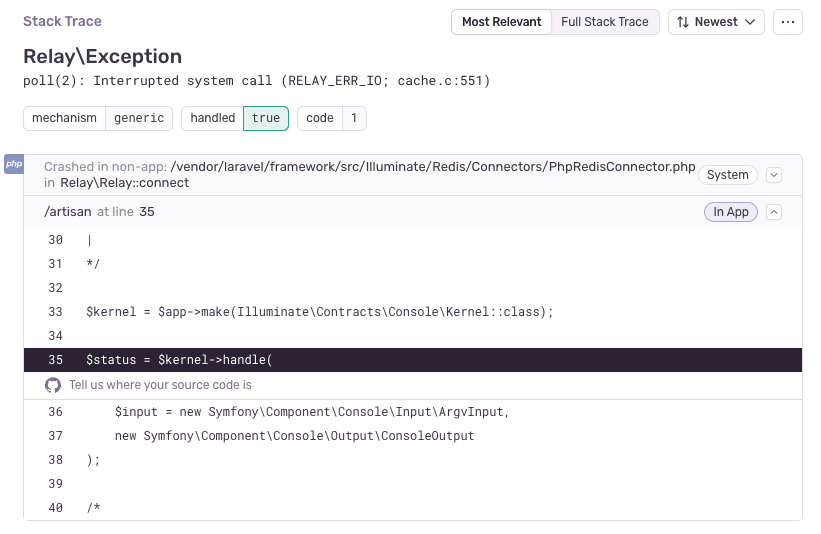 Interrupted system call (RELAY_ERR_IO) · Issue #74 · cachewerk/relay · GitHub