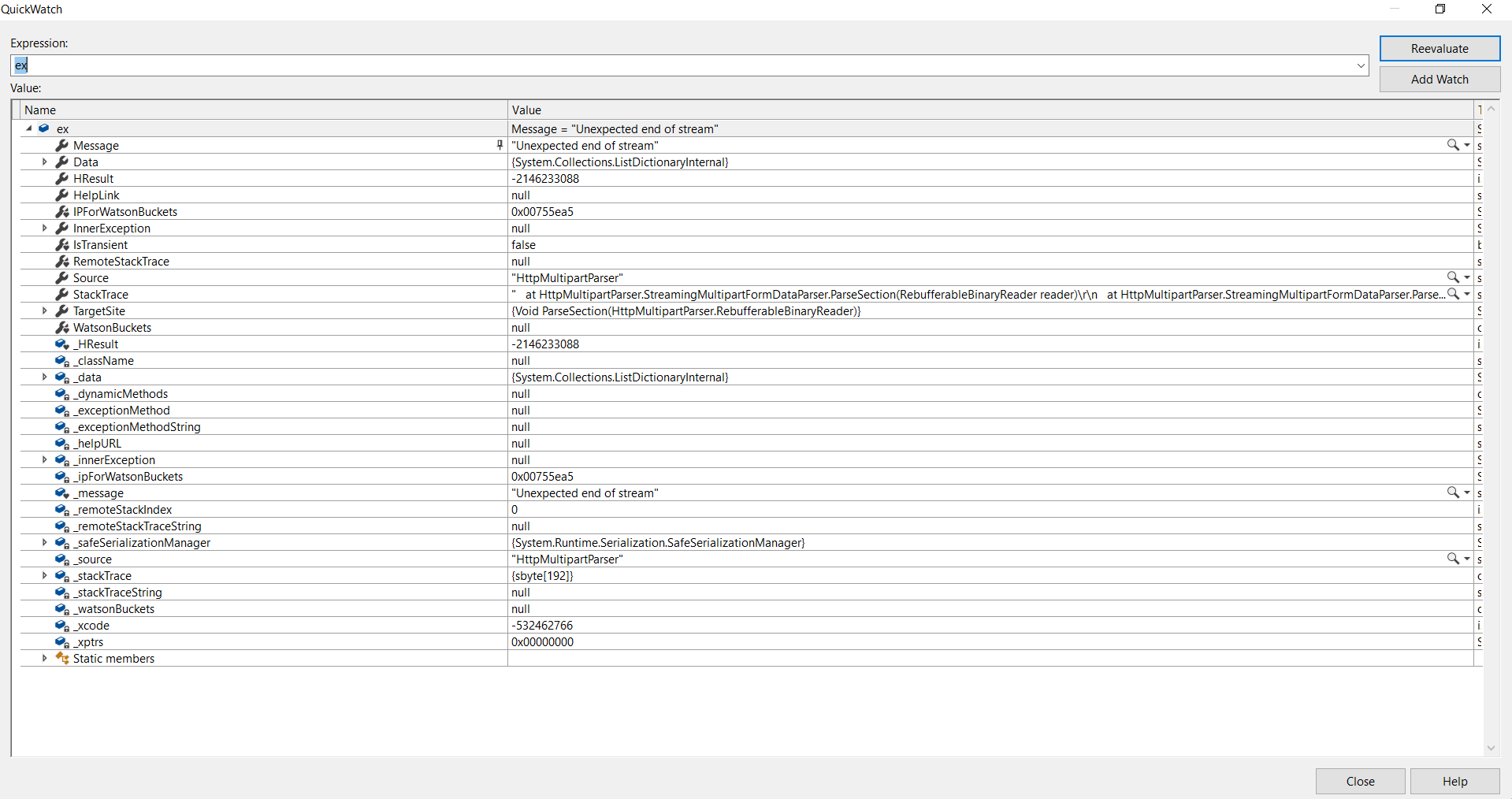 Facing "Unexpected end of stream" error when trying to parse email with ...