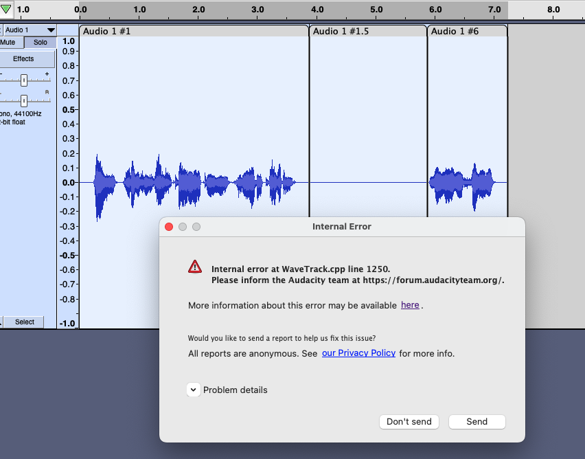 Audacity Throws Error When Hand Cursor Is Present On Cut Lines · Issue 5399 · Audacity 