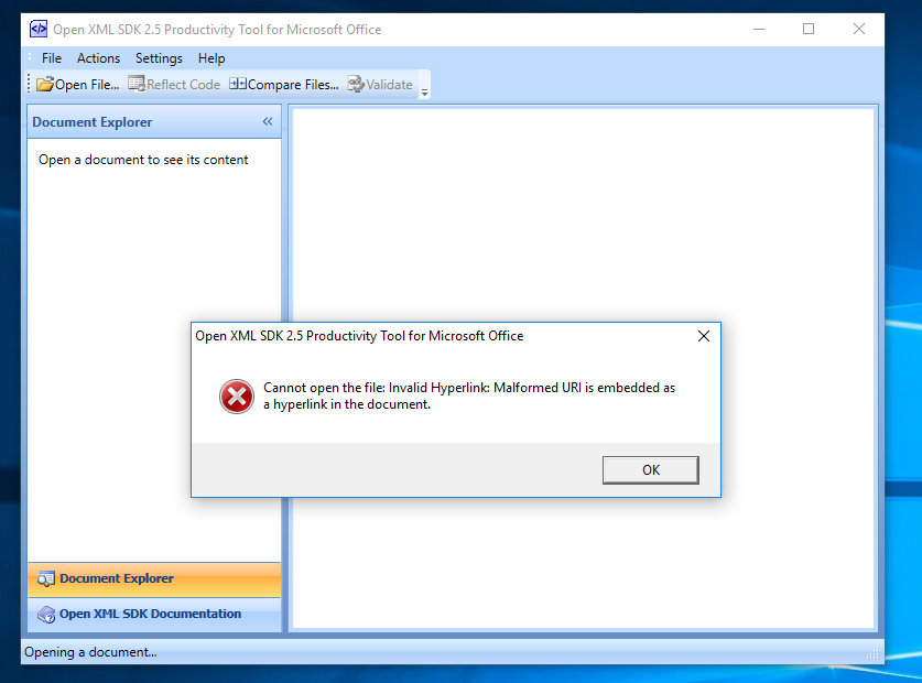 'Invalid Hyperlink' exception when opening the document · Issue #85 · dotnet/Open-XML-SDK · GitHub