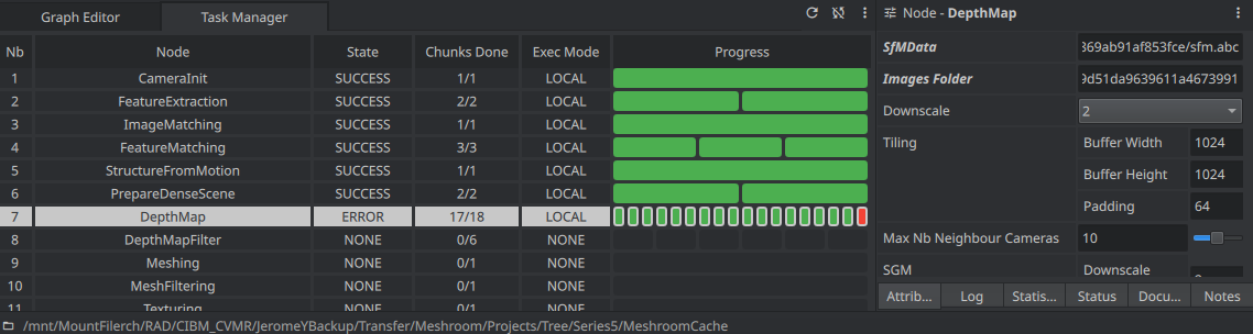 Error during the final stage of the DepthMap node · alicevision Meshroom · Discussion #2213 · GitHub