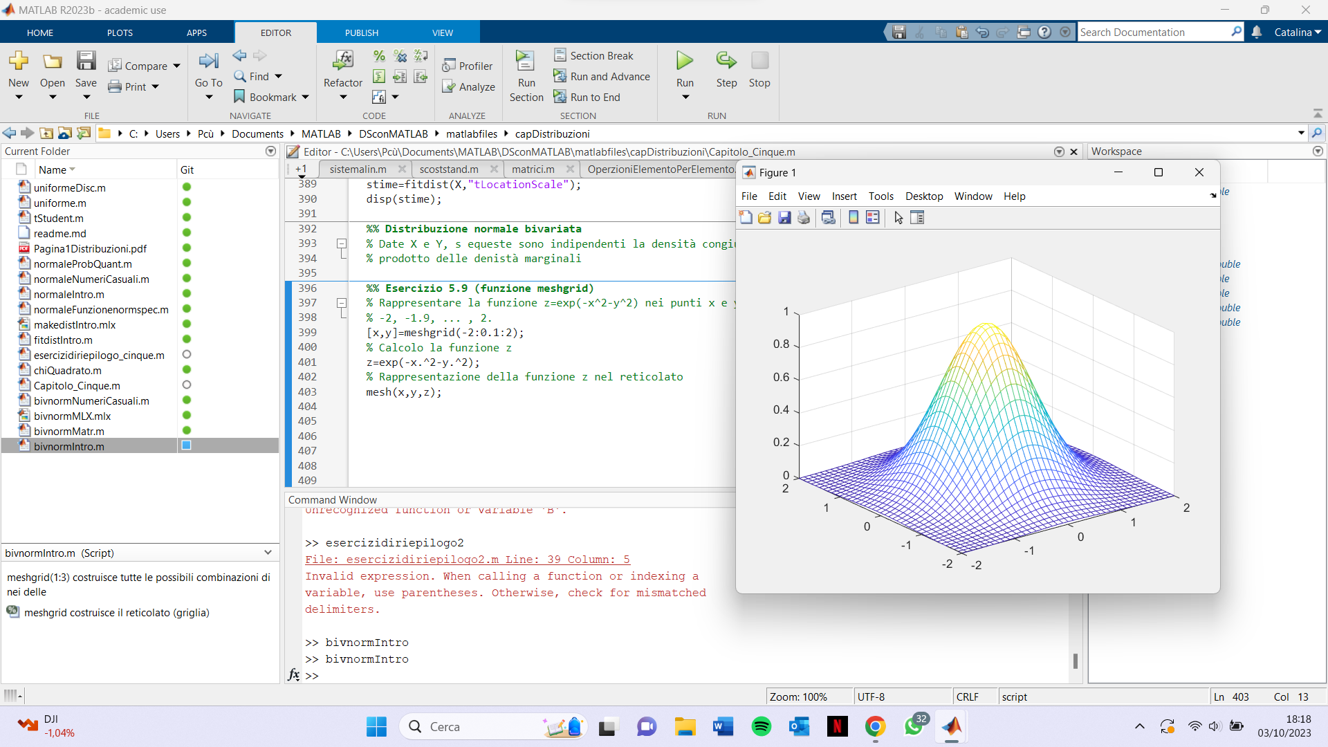 Esercizio 5.9 · Issue #132 · UniprJRC/DSconMATLAB · GitHub