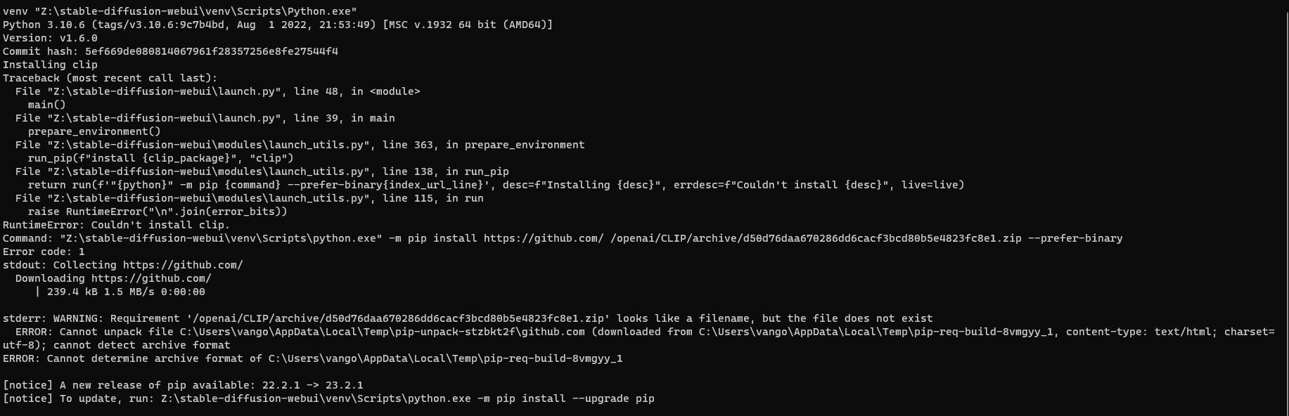 Stable Diffusion clip installing problem · AUTOMATIC1111 stable-diffusion-webui · Discussion ...