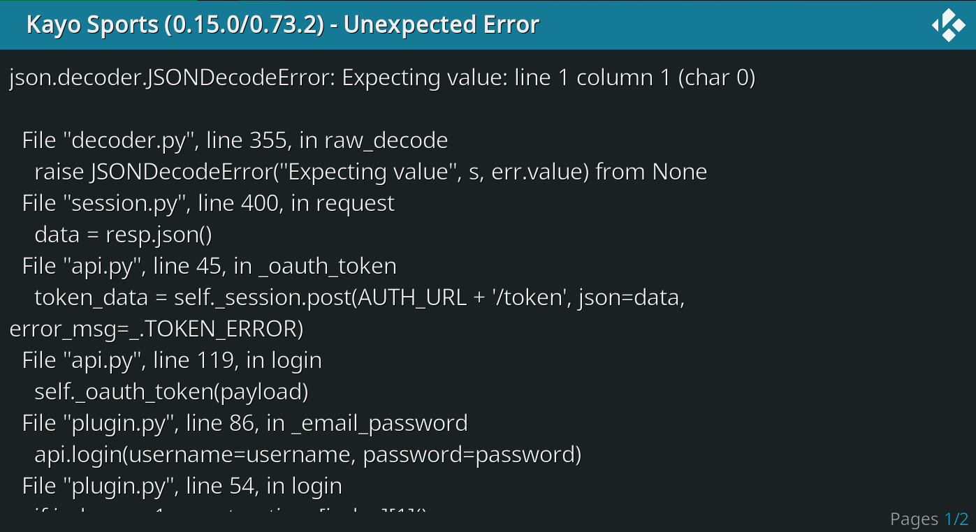 Kayo & Binge & Flash news Unexpected Error · Issue #580 · matthuisman/slyguy.addons · GitHub