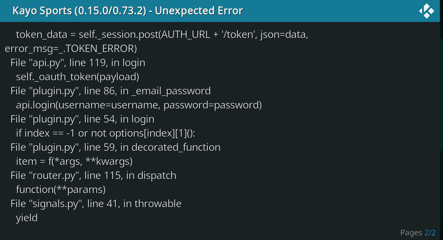 Kayo & Binge & Flash news Unexpected Error · Issue #580 · matthuisman/slyguy.addons · GitHub