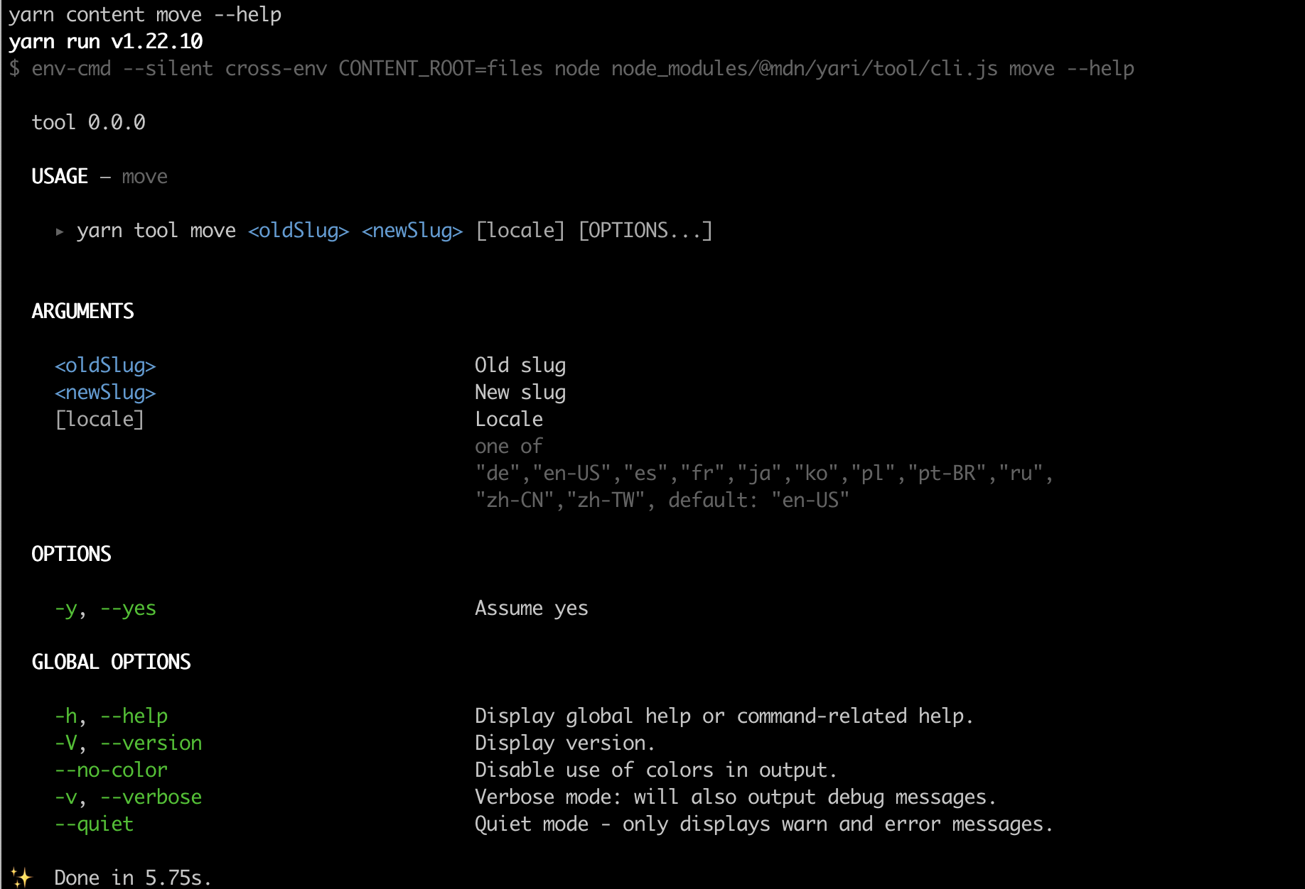 `content add-redirect --help` is misleading · Issue #4106 · mdn/yari · GitHub