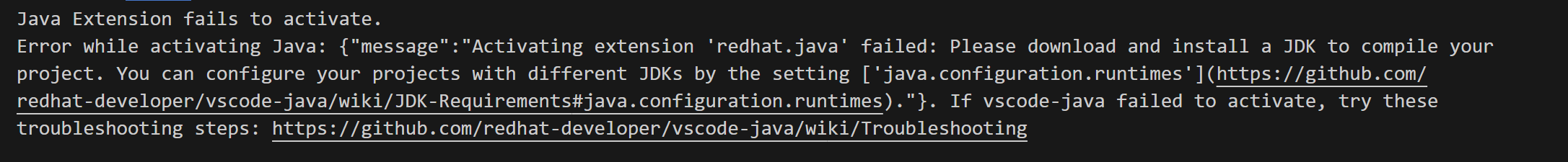 Java extension failed to activate, JDK not working in vscode · redhat-developer vscode-java ...