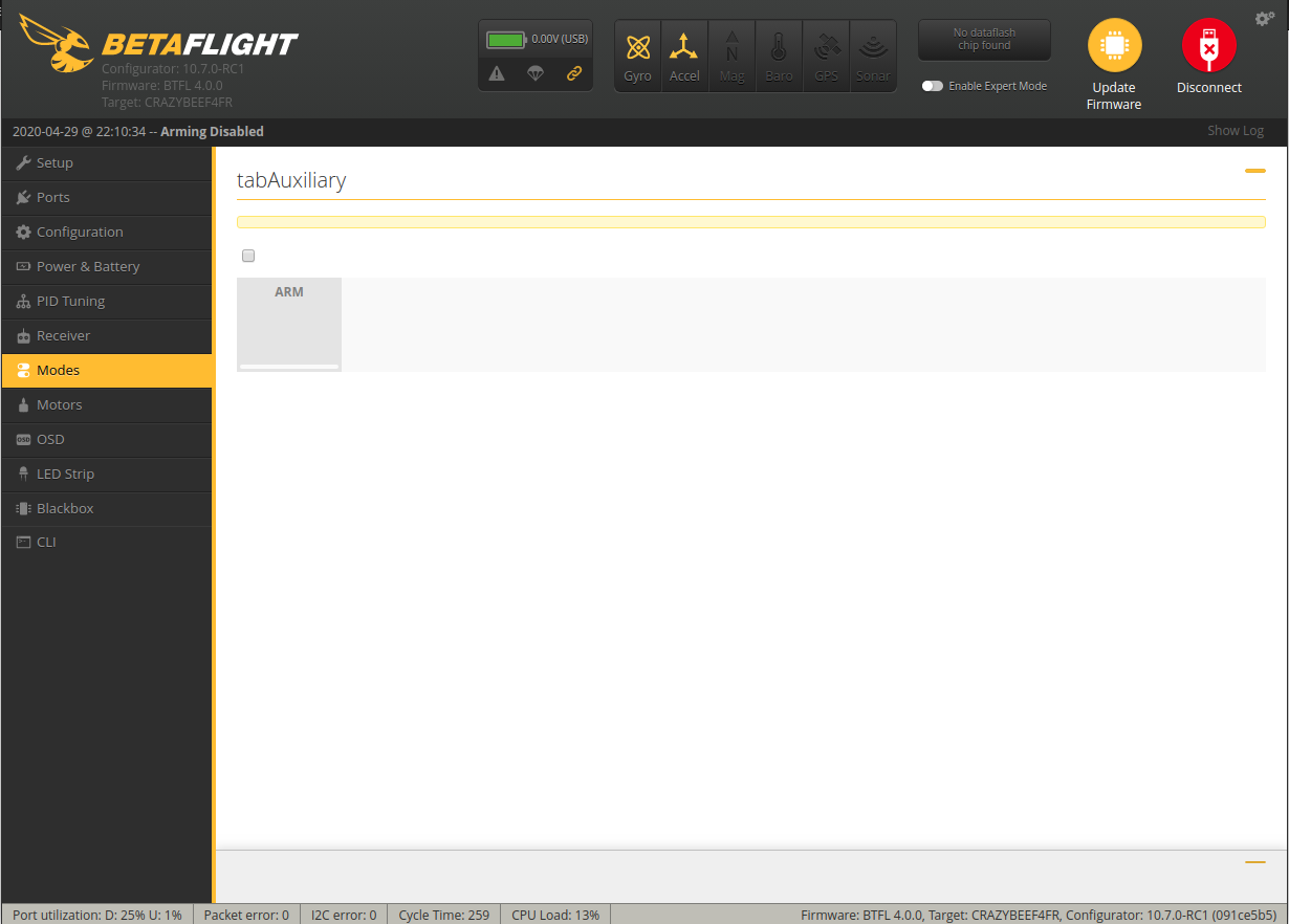 Betaflight unable to show modes, OSD · Issue #1994 · betaflight/betaflight-configurator · GitHub