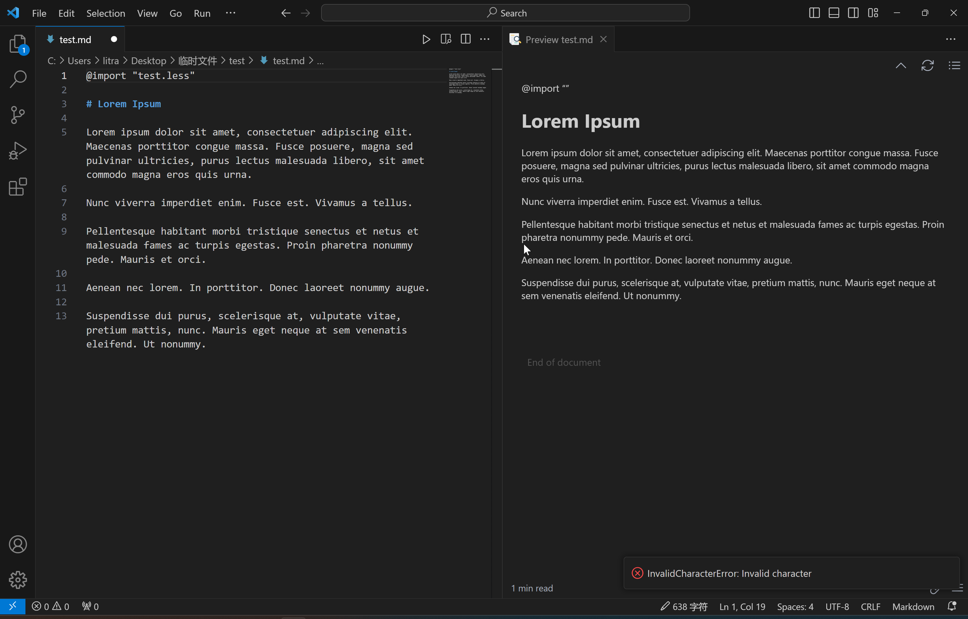 [BUG] 使用`@import`语句导入自己的`.less`样式表时遇到异常 · Issue #1823 · shd101wyy/vscode-markdown-preview ...