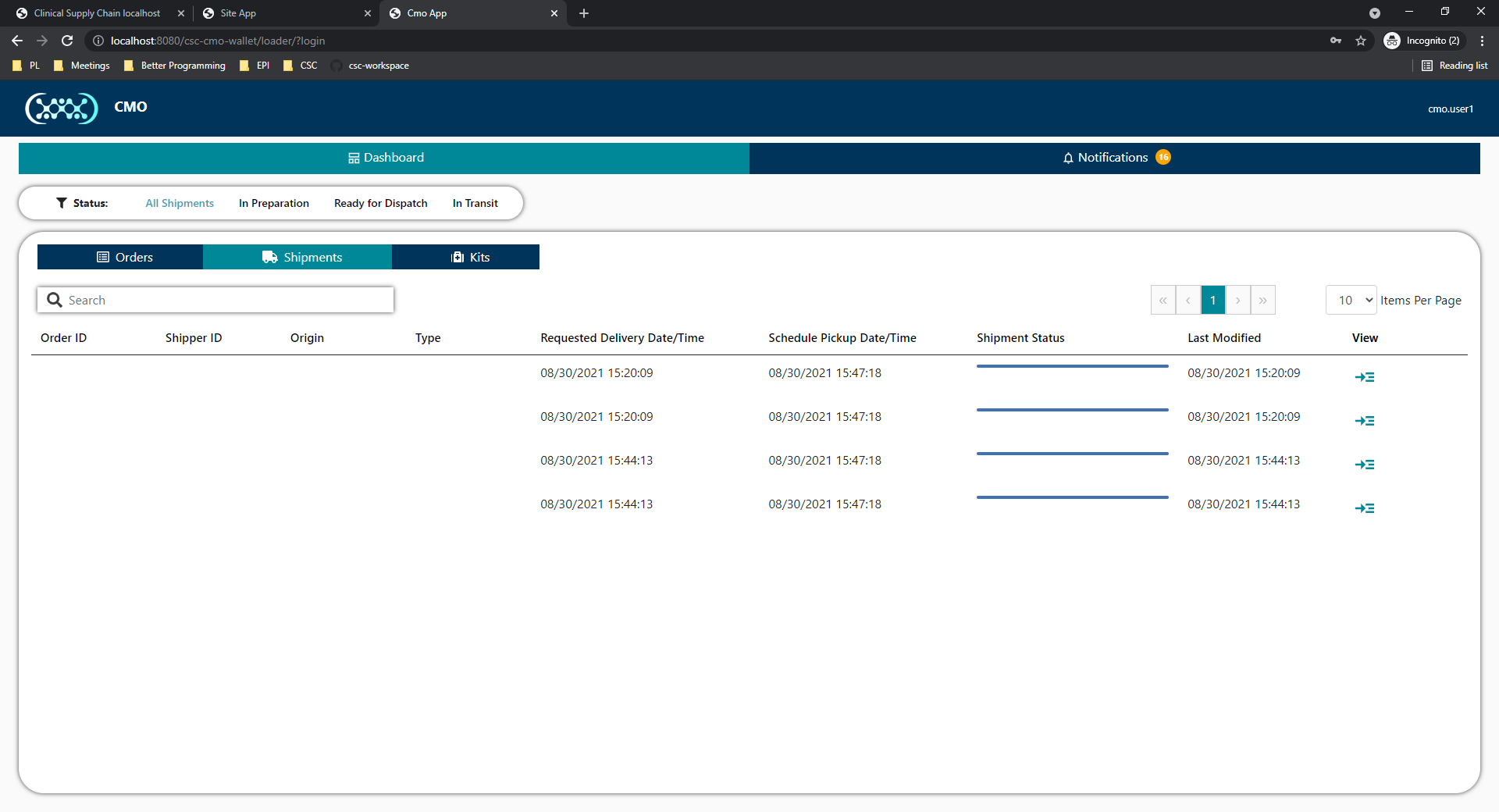CMO: Implement Shipments Dashboard · Issue #122 · PharmaLedger-IMI/csc-workspace-main · GitHub