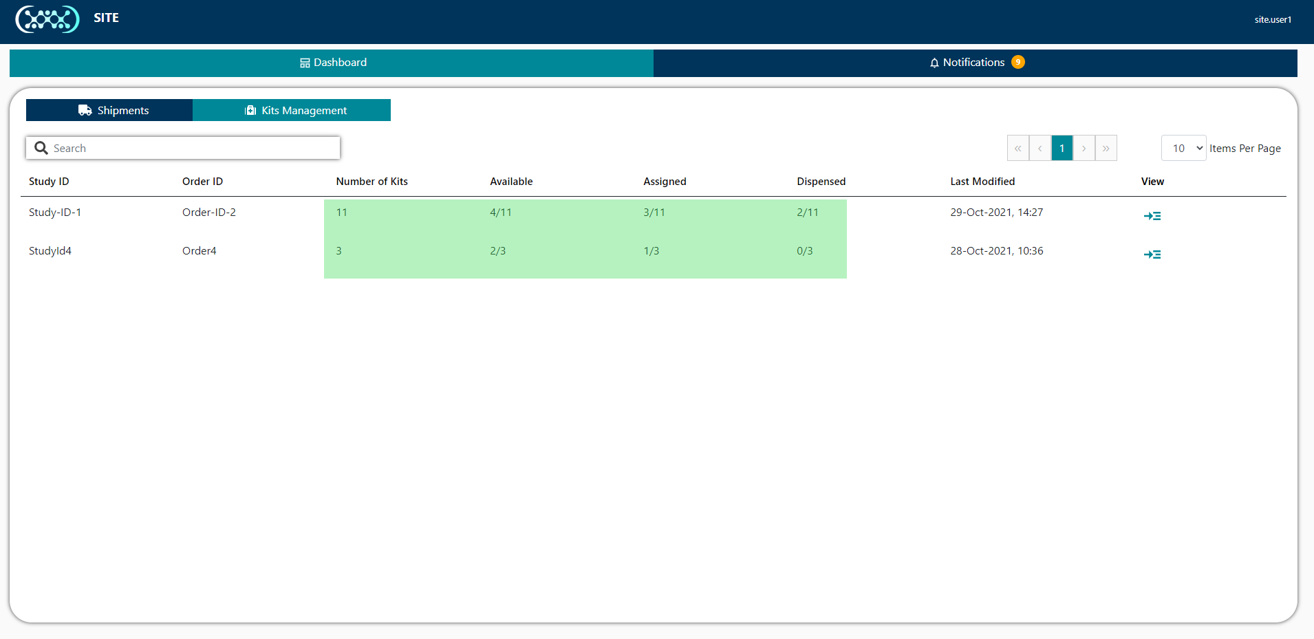 Add Kits in SITE Shipments-History · Issue #512 · PharmaLedger-IMI/csc-workspace-main · GitHub
