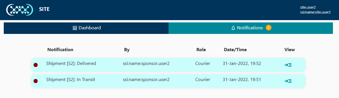 [SITE, SPONSOR, COURIER] COURIER should notify SITE and SPONSOR when the shipment is Delivered ...