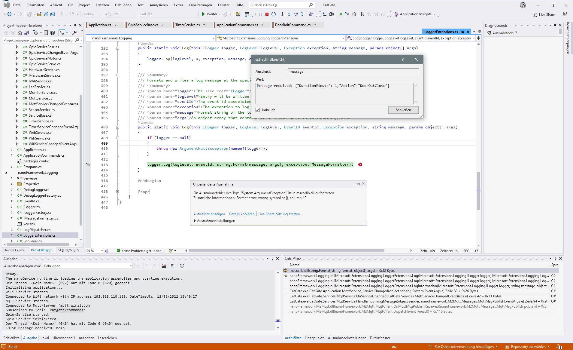 Every json string crashes the logger · Issue #1195 · nanoframework/Home · GitHub
