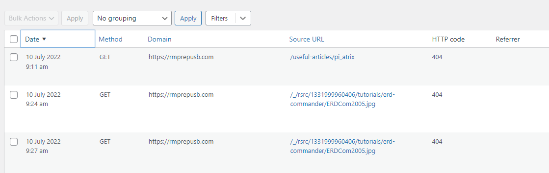 Problems deleting 404s and Log entries · Issue #3343 · johngodley/redirection · GitHub