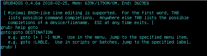 goto in batch files broken by grub4dos 0.4.6a 2018-02-20 · Issue #168 · chenall/grub4dos · GitHub
