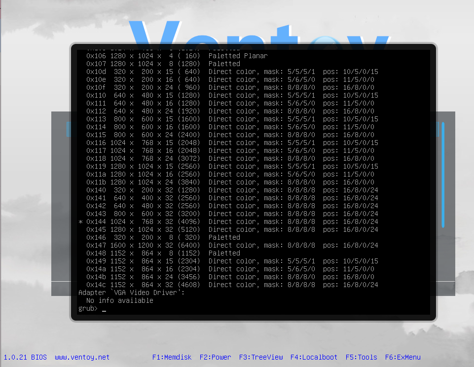 1.0.21 MBR boot - F5 - Resolution Configuration gives blank screen · Issue #475 · ventoy/Ventoy ...