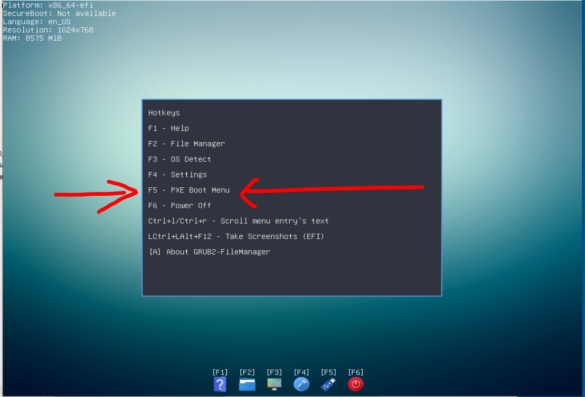 F1 Help screens shows F5 as PXE · Issue #278 · a1ive/grub2-filemanager · GitHub