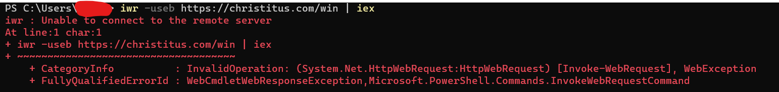 iwr : Unable to connect to the remote server · Issue #1083 · ChrisTitusTech/winutil · GitHub