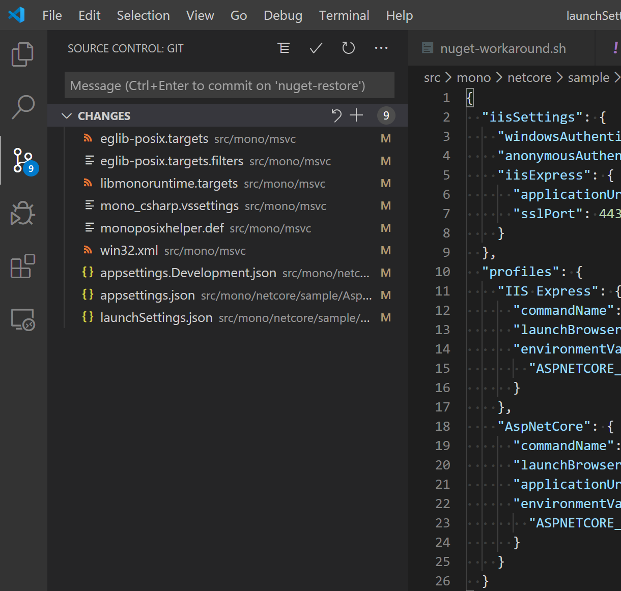 Opening repo in VS Code reports modified files under Mono · Issue ...