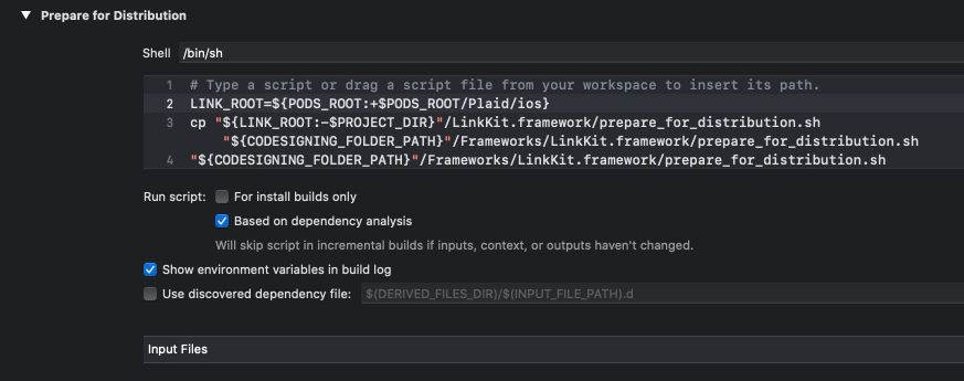 iOS - Running Pod install removes build step "[CP] Embed Pods Frameworks" · Issue #190 · plaid ...