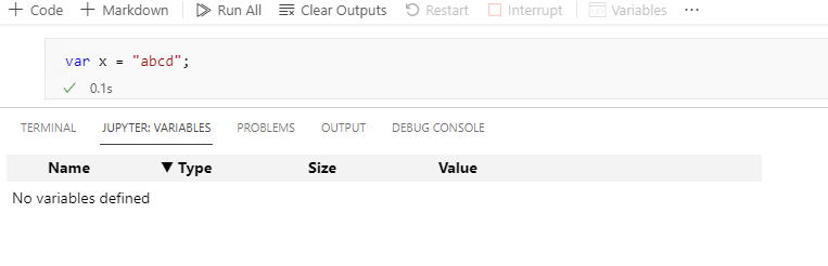 Visual Studio Code's "Jupyter: Variables" view does not display any C# ...