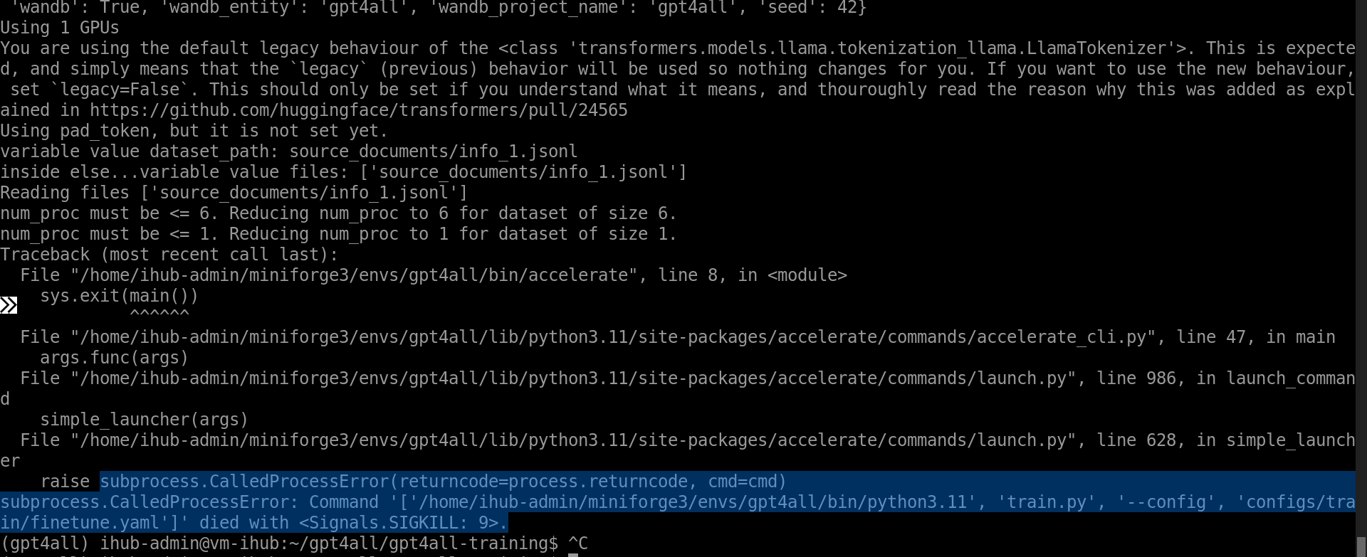 Issue: Unable to train based on the custom dataset · Issue #1522 · nomic-ai/gpt4all · GitHub