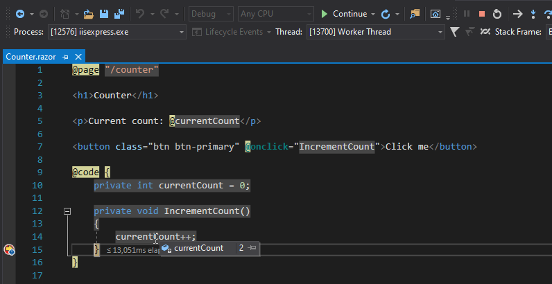 Blazor Server Razor Components Debugging Doesnt Show Variable Value On Hover · Issue 5168 