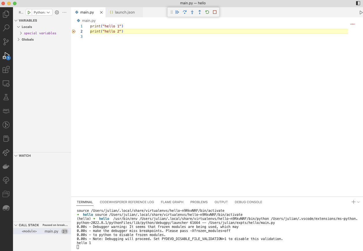 Basic debugging doesn't work from v2022.10.0 · Issue #1224 · microsoft/debugpy · GitHub