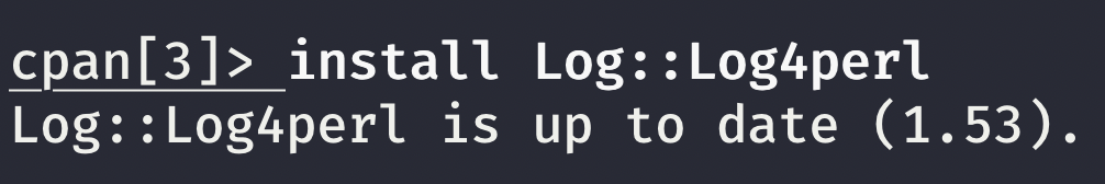 After installing Log::LOg4perl, getting error "Can't locate Log/Log4perl.pm in @INC " · Issue ...