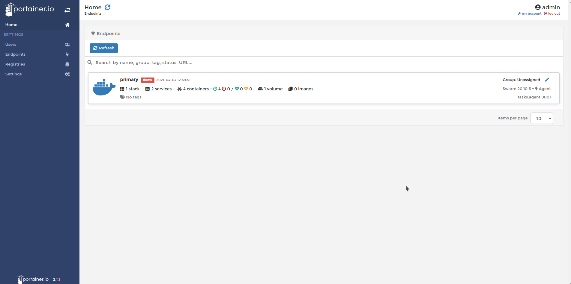 portainer service cannot connect to agents / portainer ui clicking on "primary" endpoint does ...