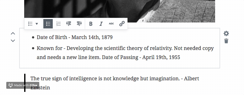 List selecting text snippet and hit enter doesn't work - no new list ...