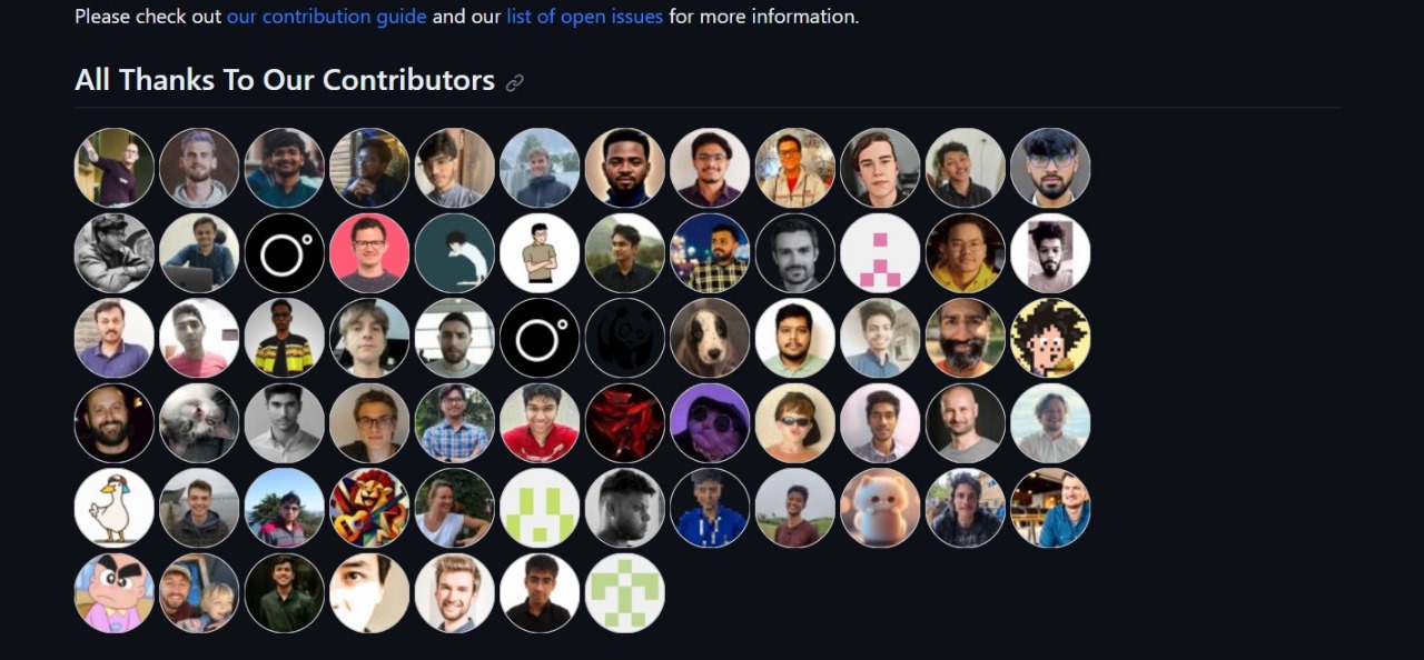 Feature: Adding contributors section to the README.md file. · Issue #33919 · solana-labs/solana ...