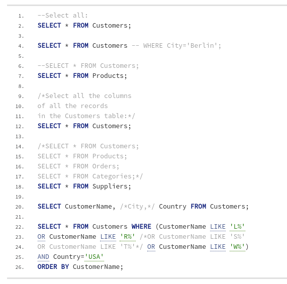 new version 4 - bug in SQL (comments are not properly interpreted ...