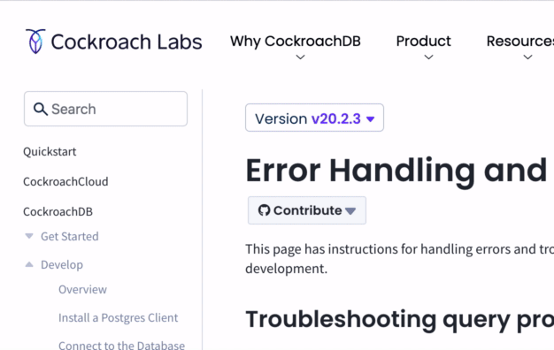 Redundant underline for version dropdown menu hover state · Issue #9412 · cockroachdb/docs · GitHub