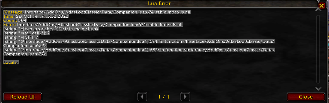 Lua Error · Issue 409 · Hoizameatlaslootclassic · Github 