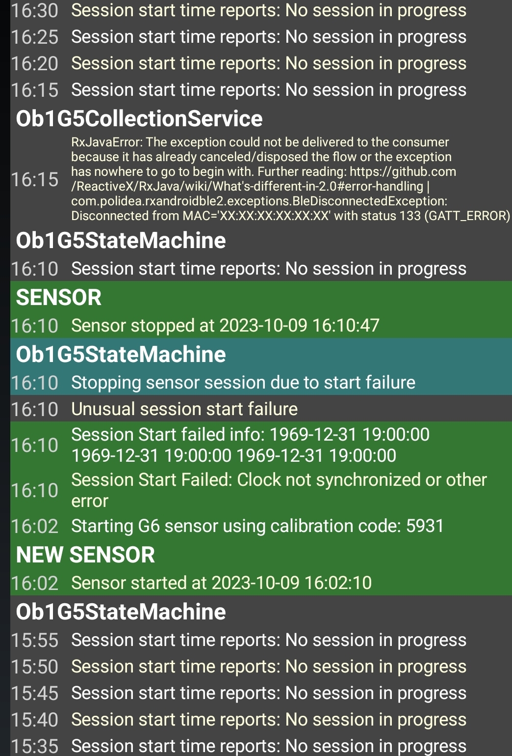 G6 Start Failed.... Session Start Failed: Clock not synchronized or ...