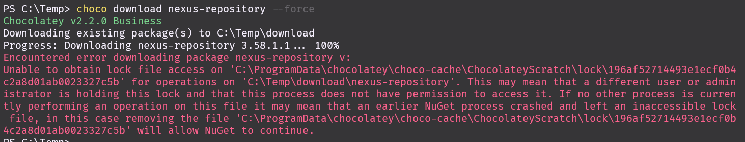 Unable to do non-elevated operations when `cachelocation` is set to a restricted directory ...